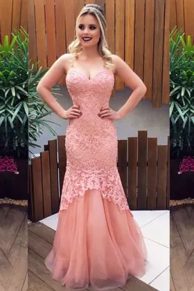 Strapless Sweetheart Baby Pink Tulle Long Prom Gown - Promfy