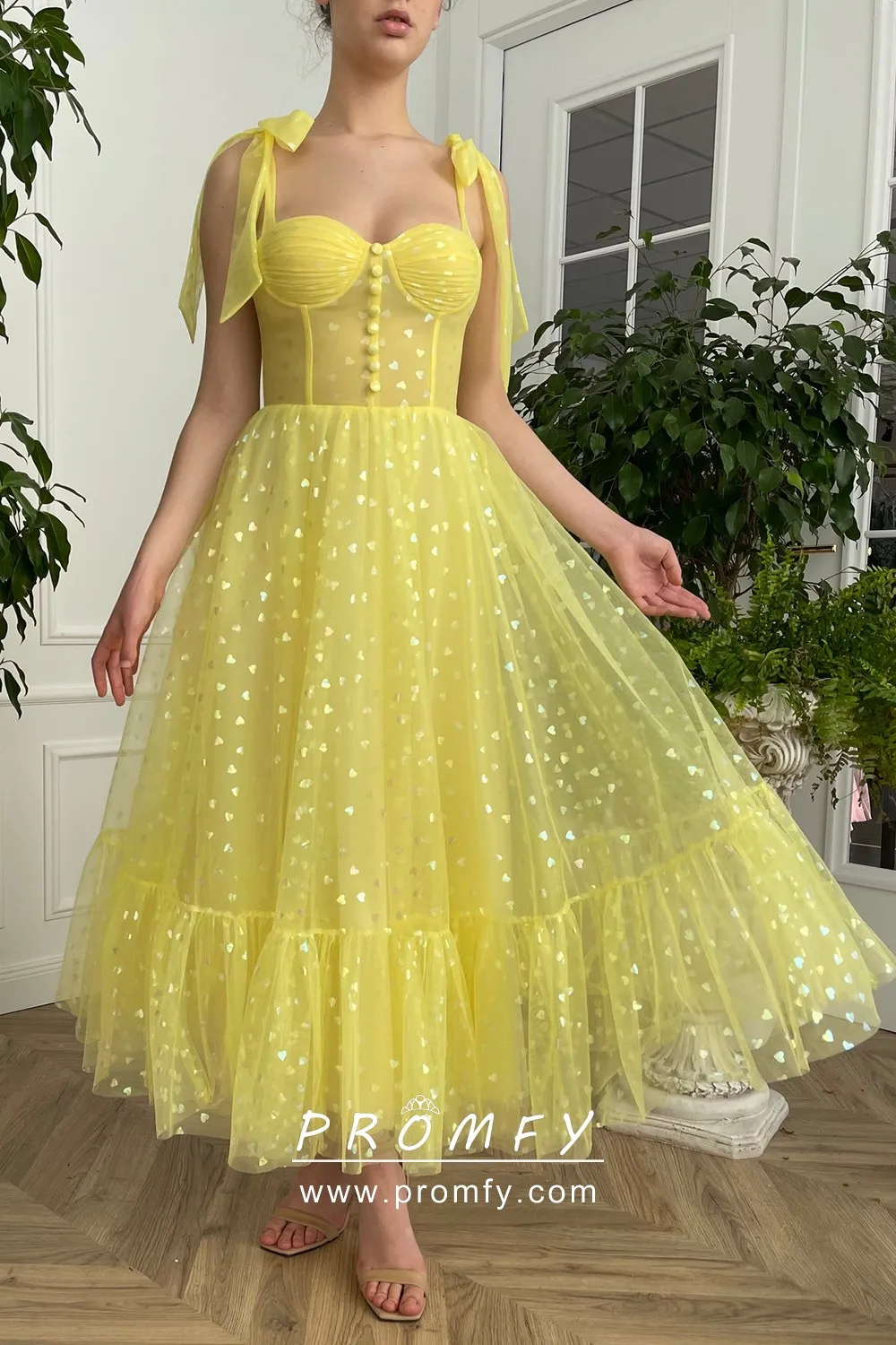 Adorable Vibrant Yellow Corset Tulle Prom & Dance Dress - Promfy