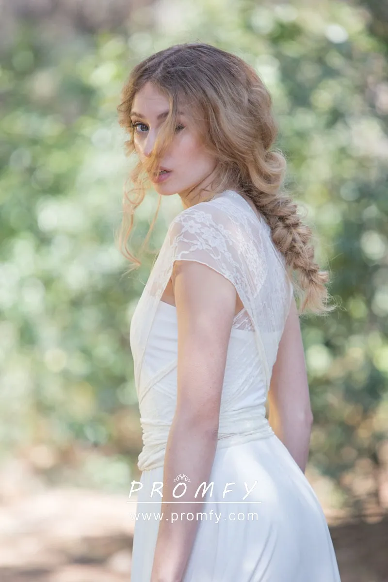 Criss-cross Illusion Lace Country Wedding Dress - Promfy